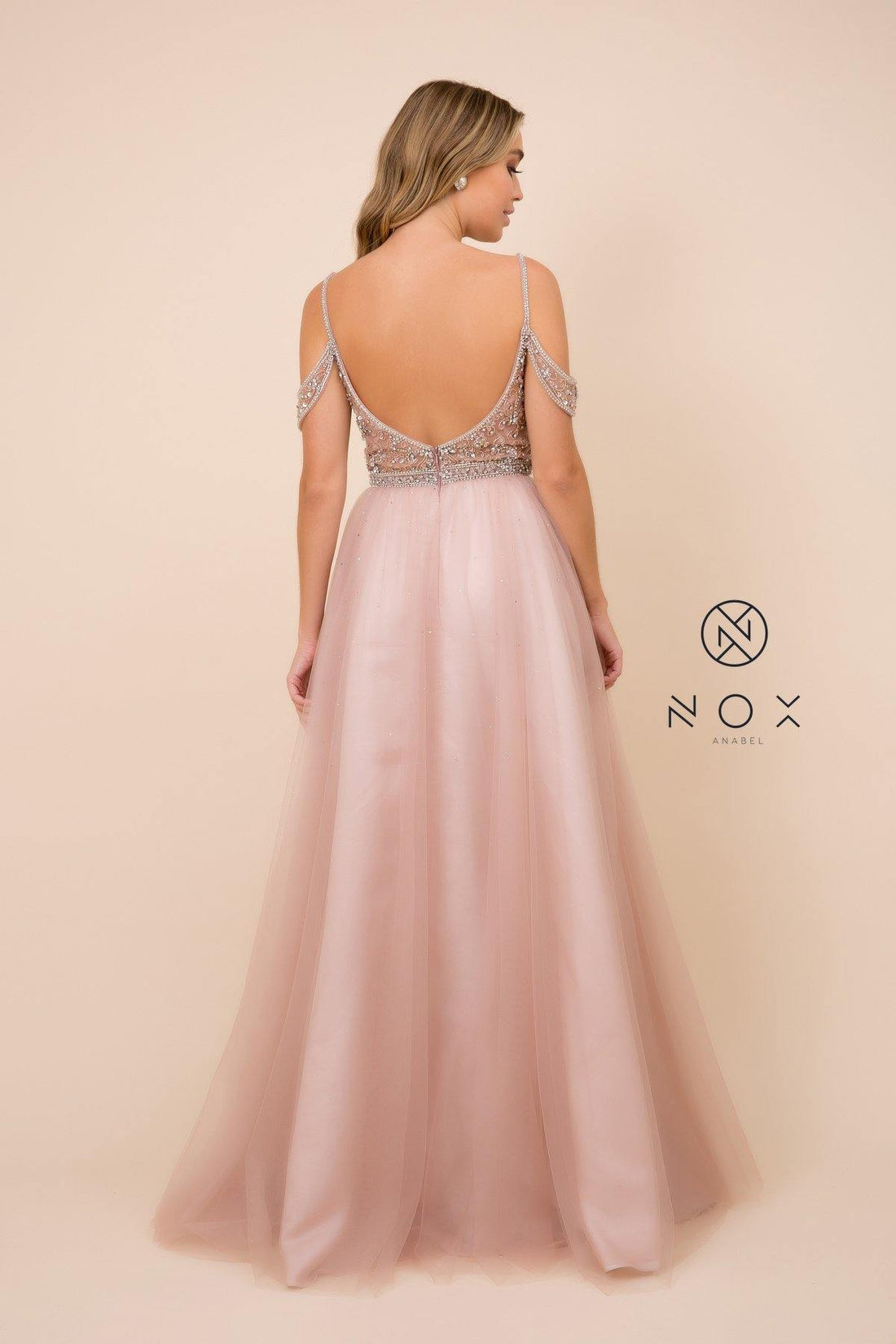 Pink Tan Long Evening Gown Prom Dress for $189.99 – The Dress Outlet