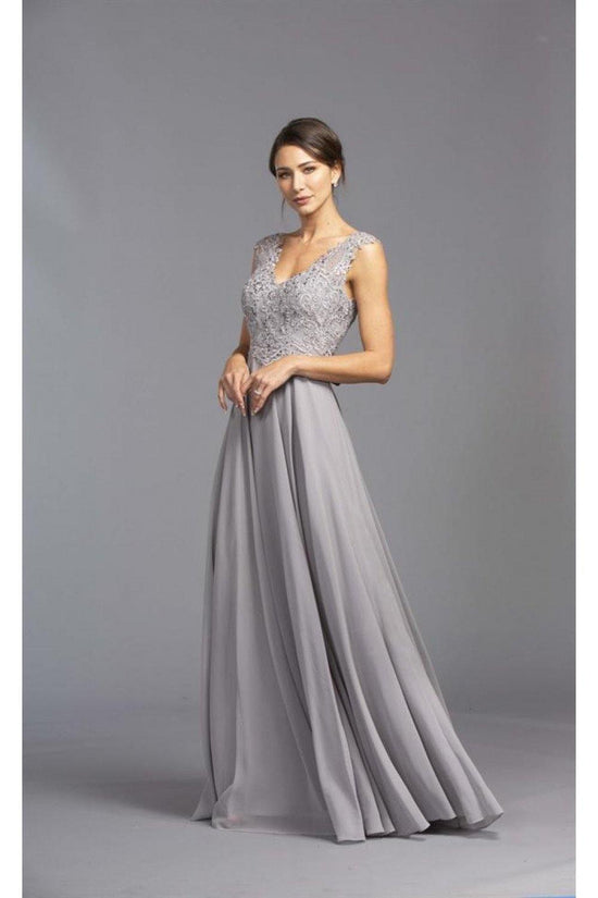 Slate Gray Long Formal Dress Slate Gray for $169.99 – The Dress Outlet
