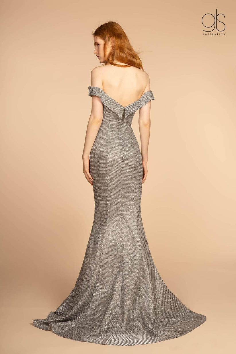 Silver Long Formal Off Shoulder Prom Dress | DressOutlet for $181.99 ...