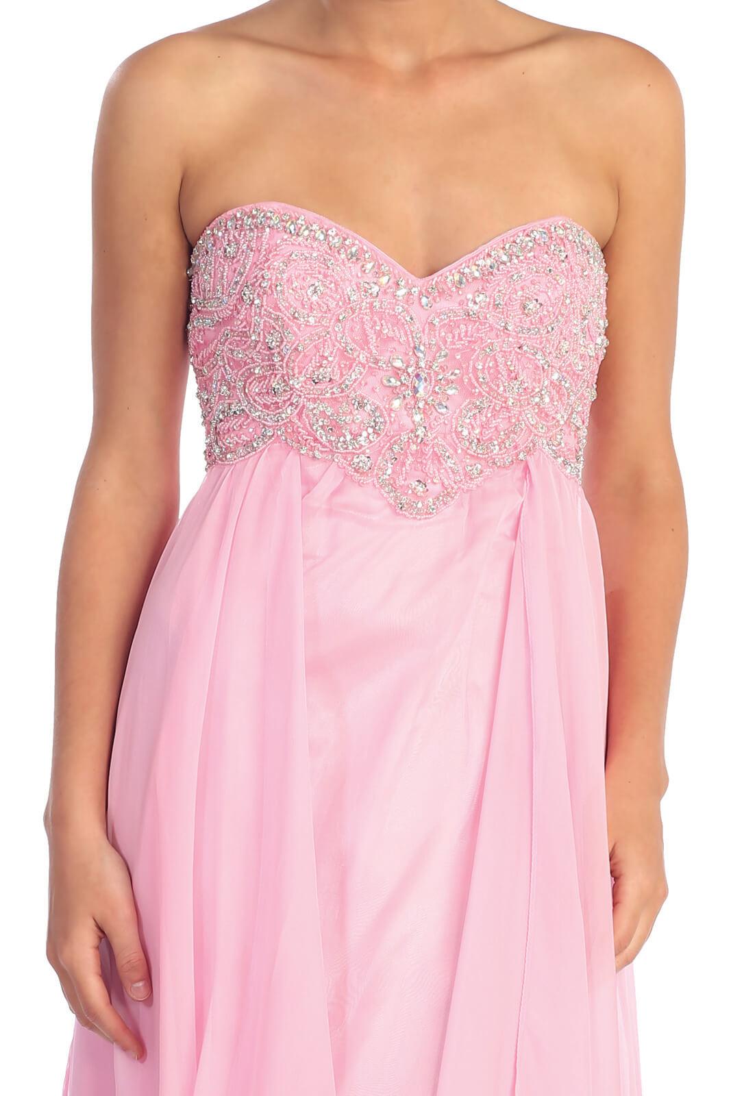 Coral Long Formal Strapless Chiffon Prom Dress | DressOutlet for $112. ...