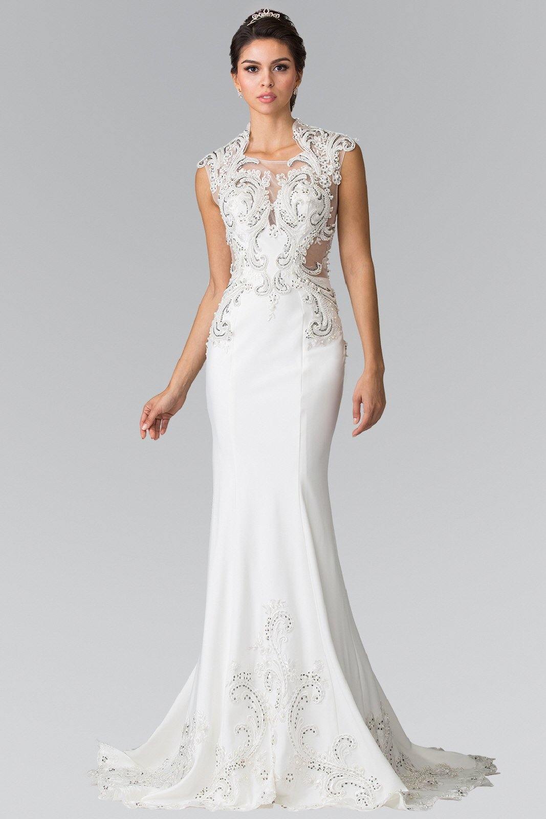 Ivory Long Fitted Wedding Dress for $244.99 – The Dress Outlet