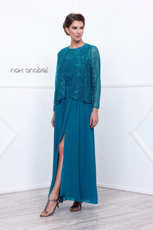 New Teal Long Mother of the Bride Formal Dress with Jacket ...