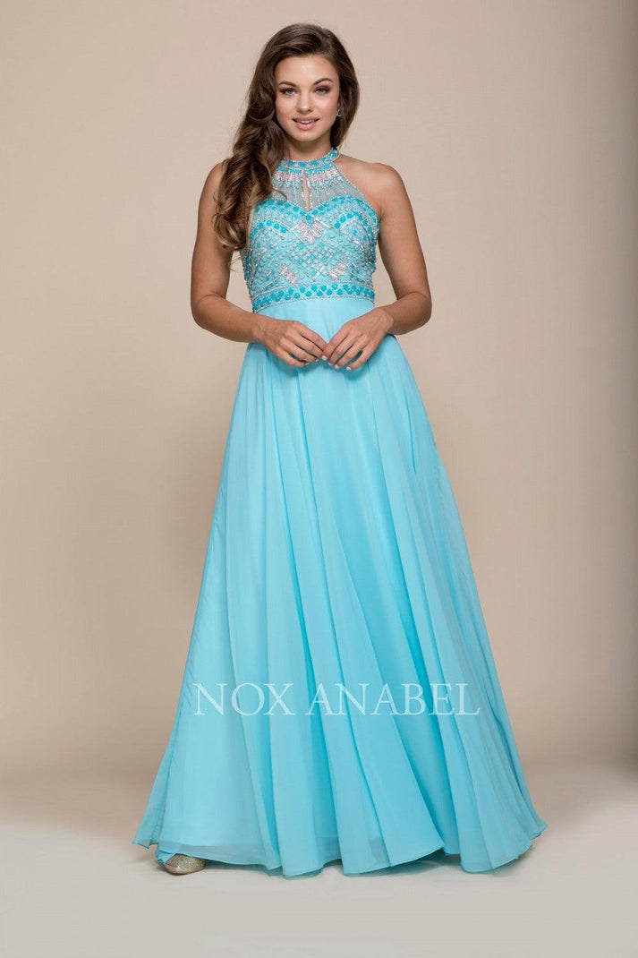 Aqua Blue Long Open Back Prom Dress Evening Gown for $189.99 – The ...