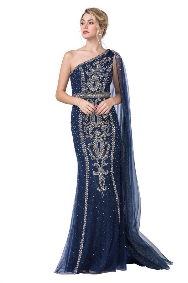 Mauve Long Prom Formal One Shoulder Cape Dress for $227.99 – The Dress ...