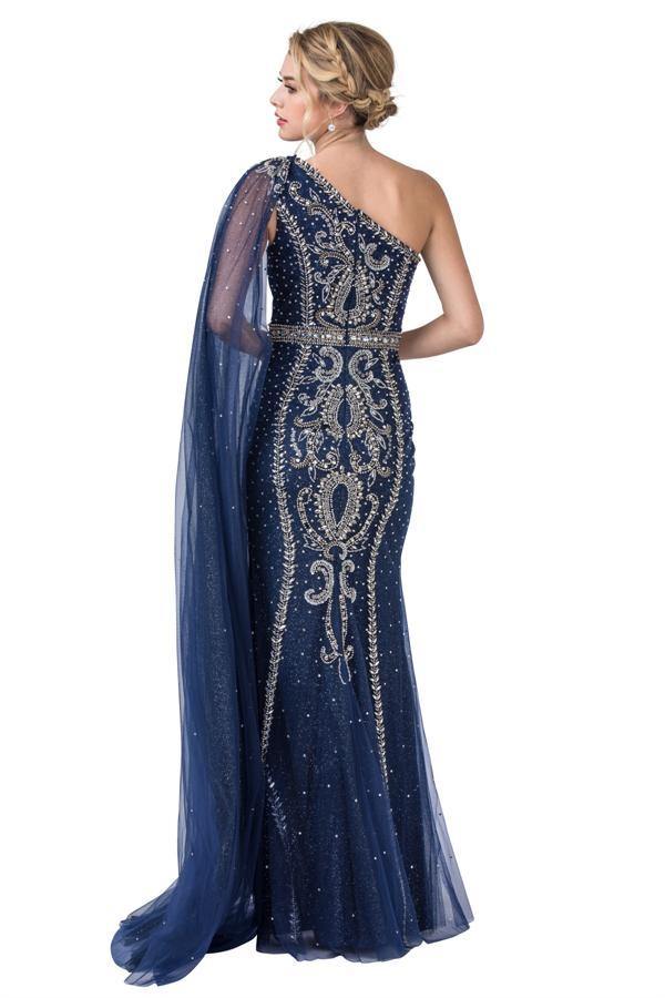 Mauve Long Prom Formal One Shoulder Cape Dress for $227.99 – The Dress ...
