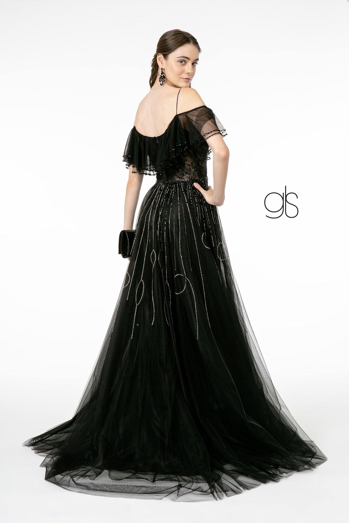 Black Mesh Layered Top Mesh Long Prom Dress for $250.99 – The Dress Outlet