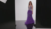 Off White Jovani 03023 Prom Long Sleeveless Feather Dress for $590.0 ...