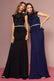 Navy Prom Cap Sleeve Peplum Evening Long Dress | DressOutlet for $158. ...