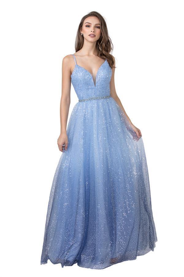 Ice Blue Prom Long Formal Spaghetti Straps Ball Gown for $181.99 – The ...