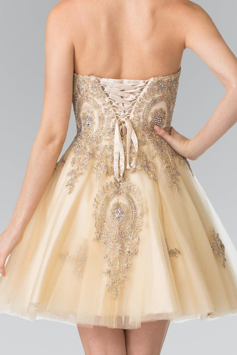 Champagne Prom Short Dress Homecoming for $149.99 – The Dress Outlet
