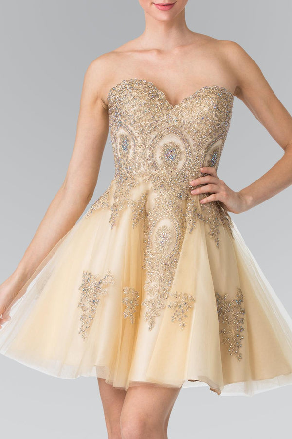 Champagne Prom Short Dress Homecoming for $149.99 – The Dress Outlet