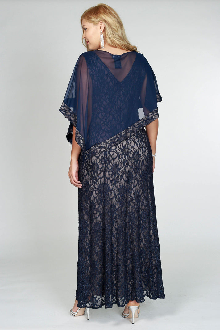 Navy R&M Richards 2347W Long Plus Size Formal Cape Dress for $27.99 ...