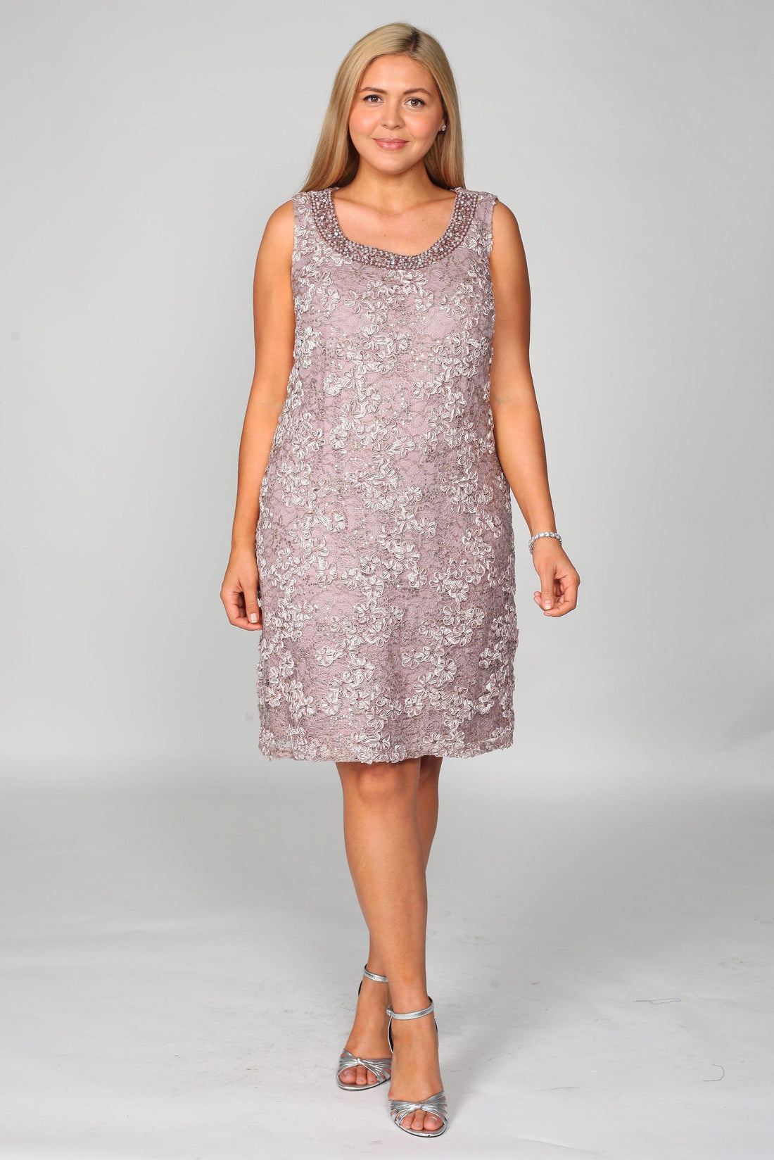 Plum R&M Richards 7078W Mother Of The Bride Plus Size Short Dress for ...