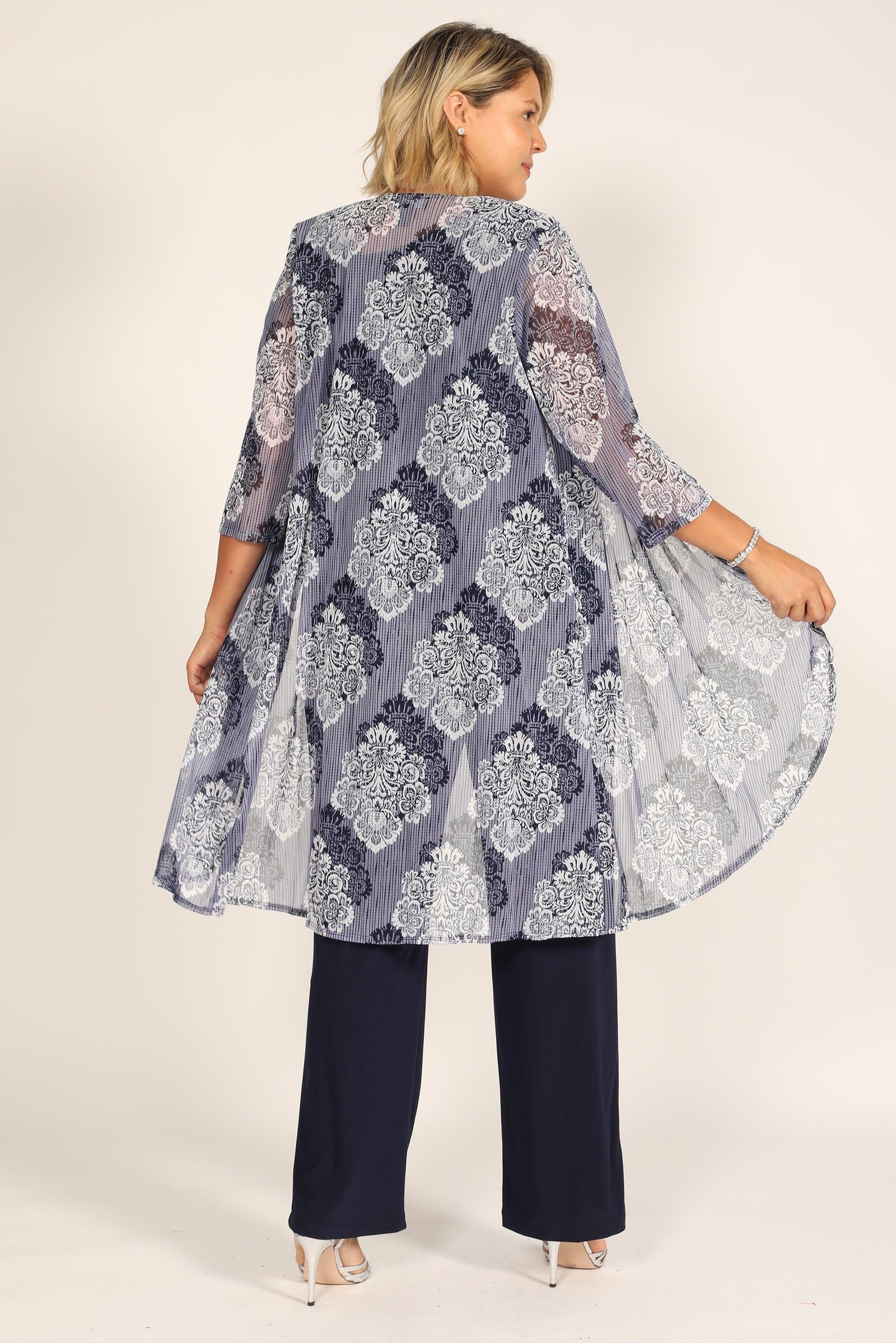 R&M Richards 7258W Plus Size Duster Pant Set | The Dress Outlet