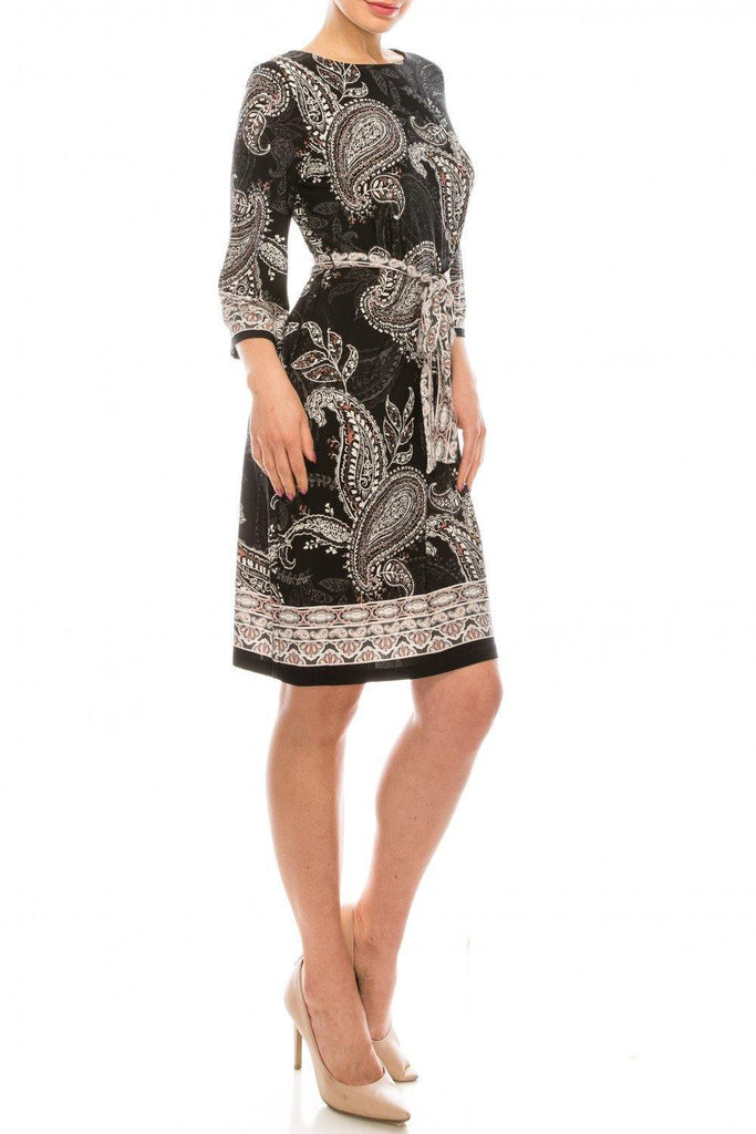 Sandra Darren Textured Paisley Printed Dress | The Dress Outlet