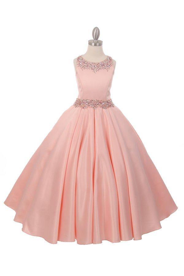Aqua Satin and Sequin Ball Gown Flower Girl Dess for $161.99 – The ...