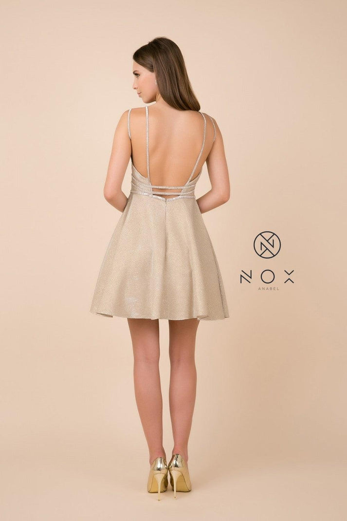 Gold Short Prom Dress Sleeveless Cocktail for $119.0 – The Dress Outlet