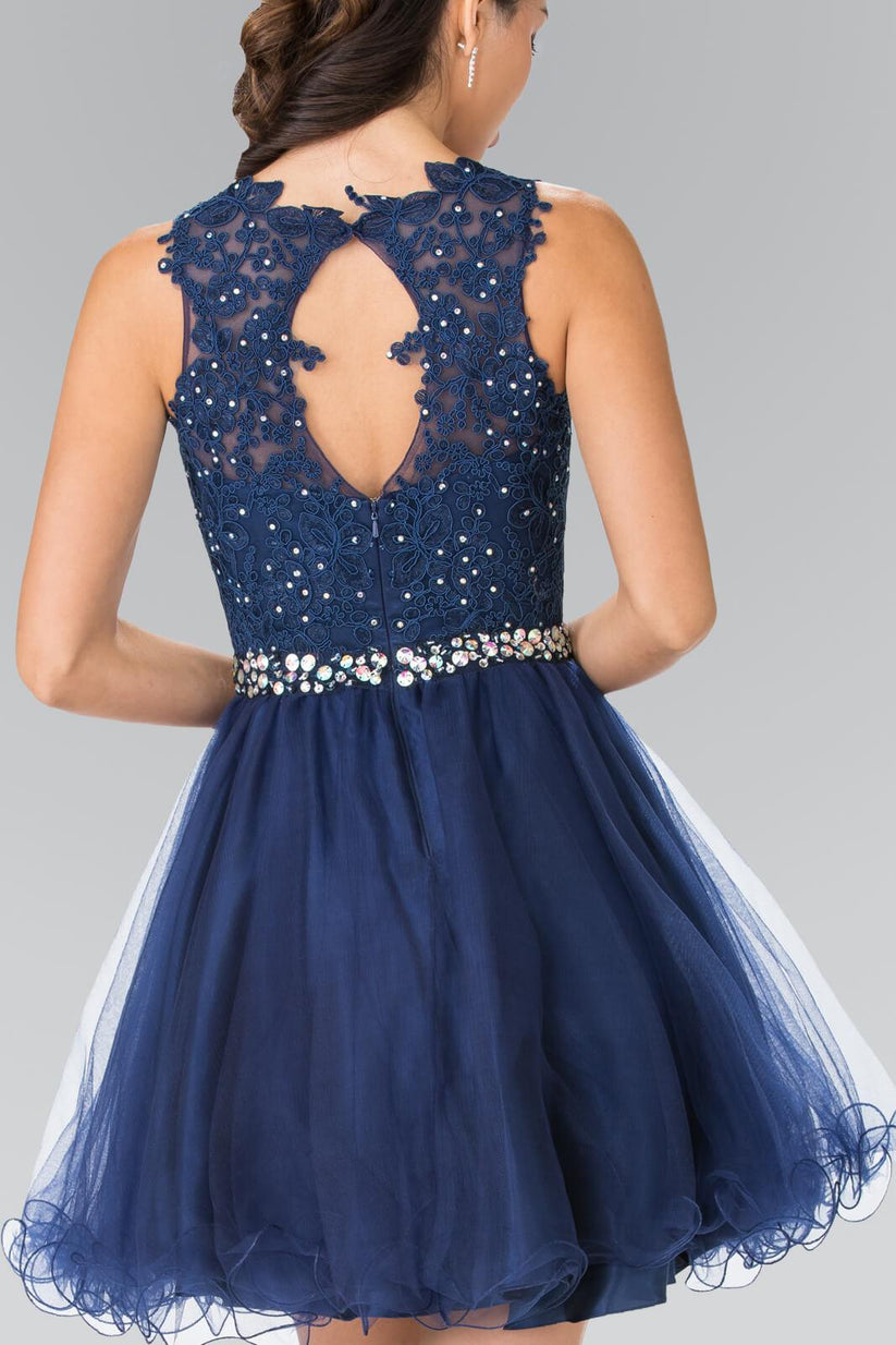 Navy Sleeveless Prom Short Dress Homecoming for $113.0 – The Dress Outlet