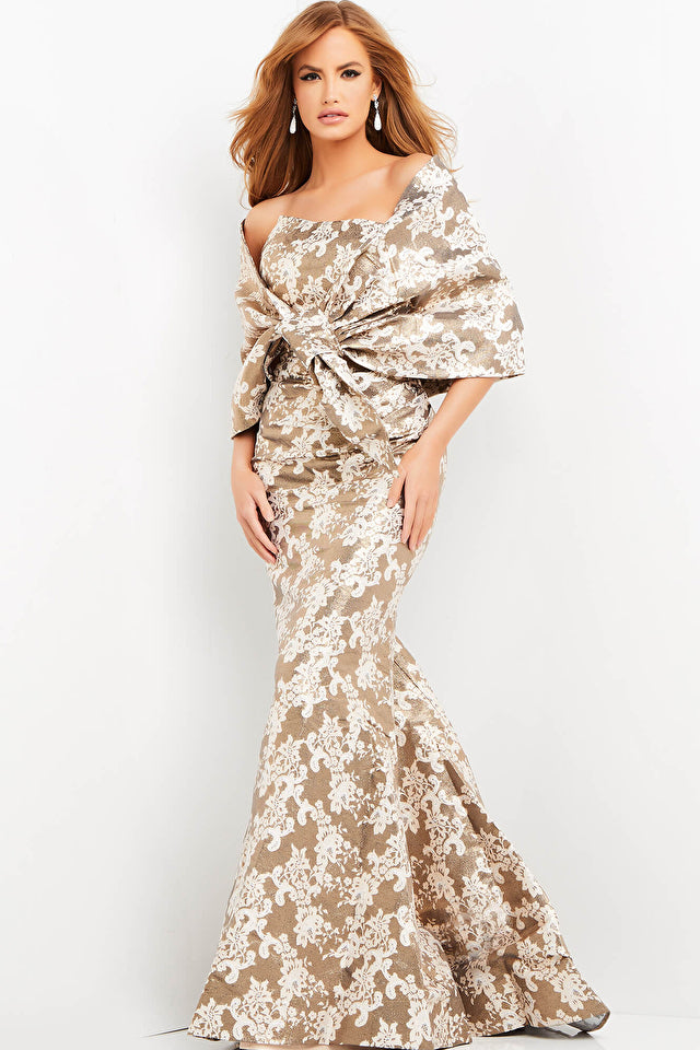 Champagne Jovani 06760 Strapless with Wrap Long Formal Dress for $690.0 ...