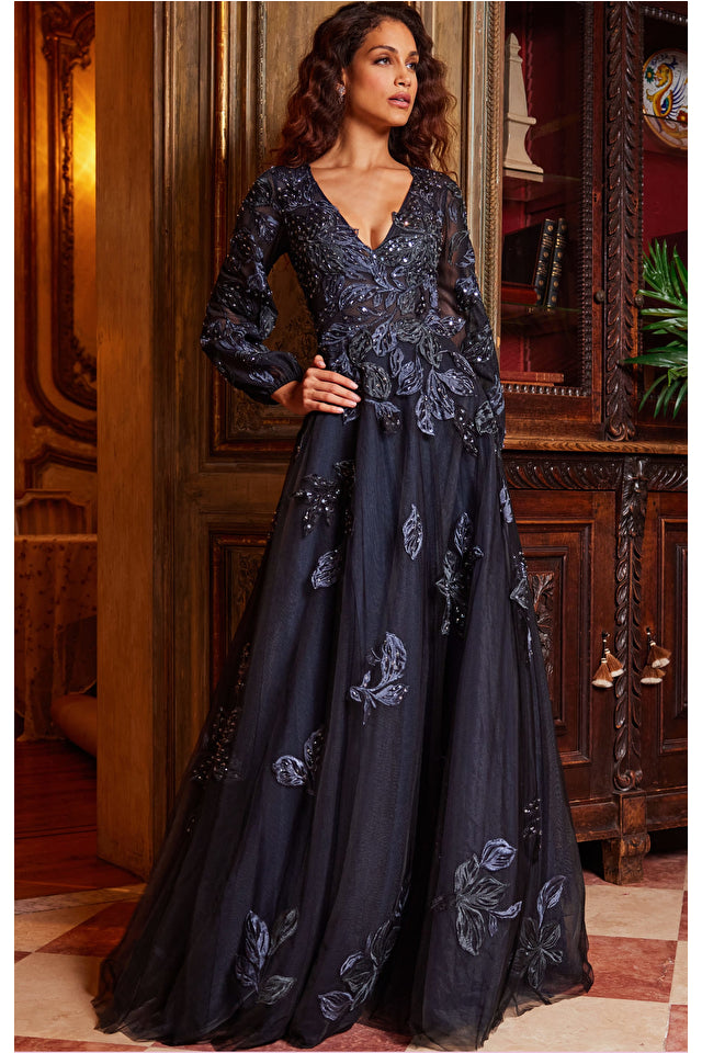 Navy Jovani 09943 Mother of the Bride Embroidered A Line Dress for $900 ...