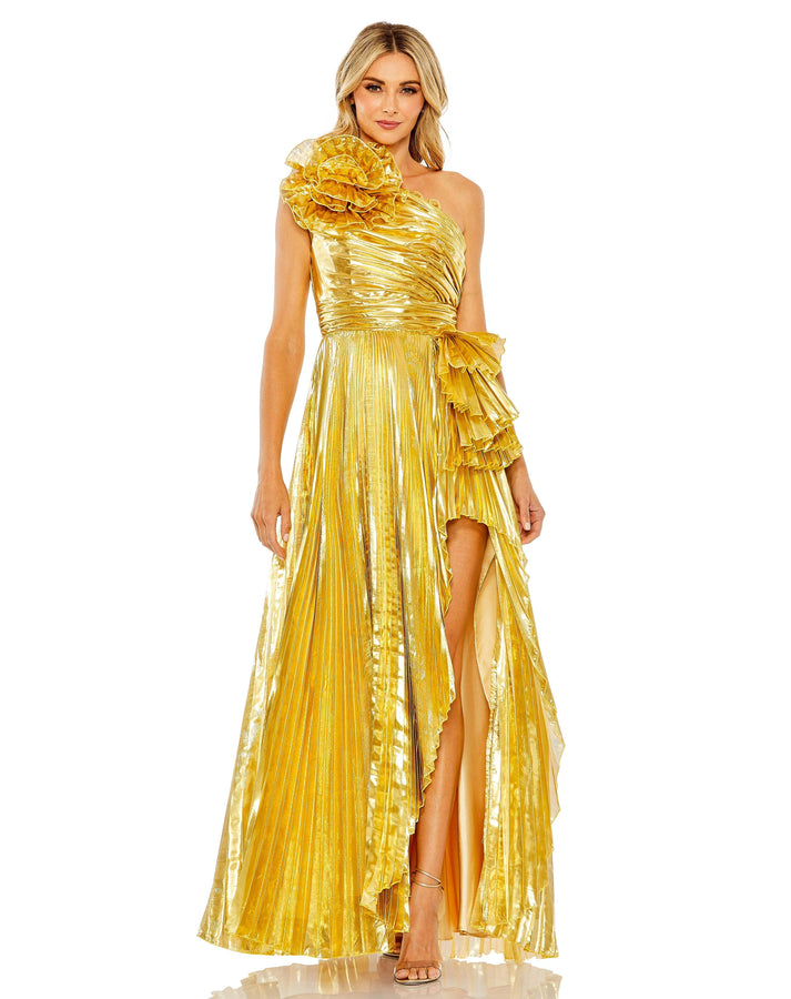 Gold Mac Duggal 11696 Prom One Shoulder Long Gown For 698 0 The