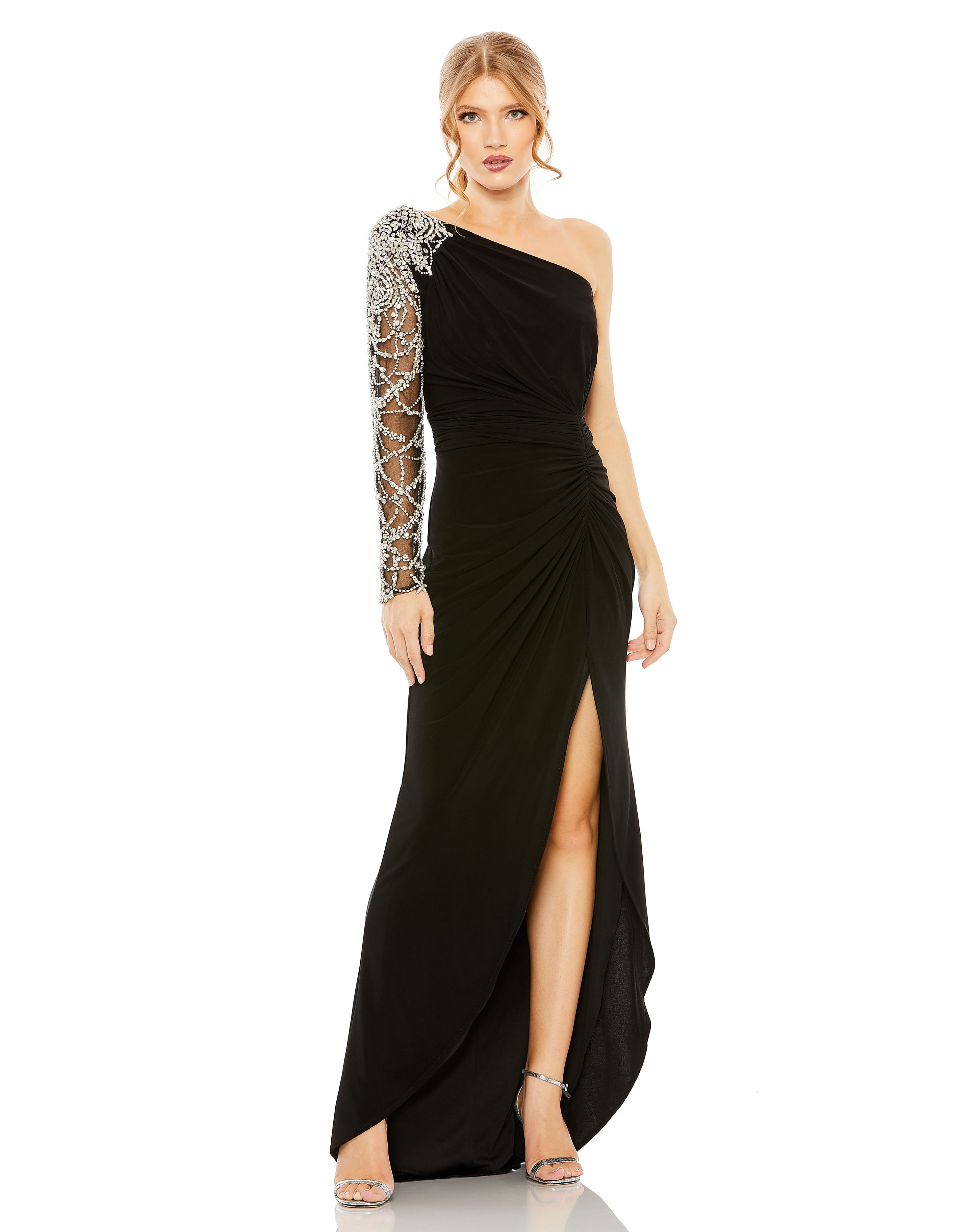 Pink Mac Duggal 2215 Long Fitted Formal Evening Prom Gown For 6980 The Dress Outlet