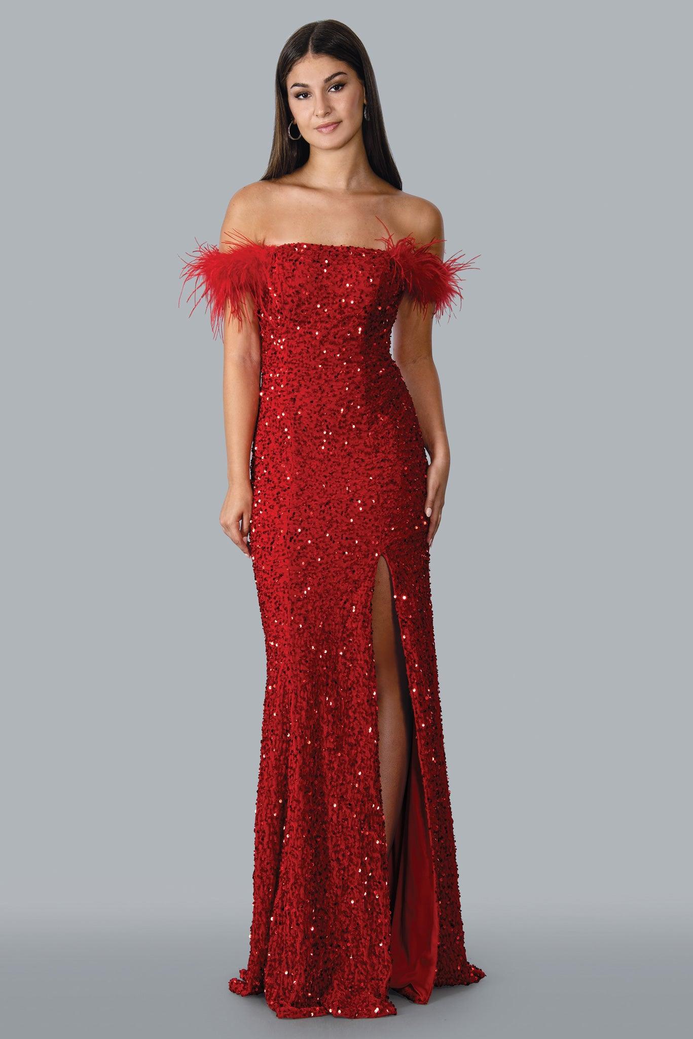 Red Stella Couture 23167 Long Off Shoulder Prom Dress for $204.99 – The ...