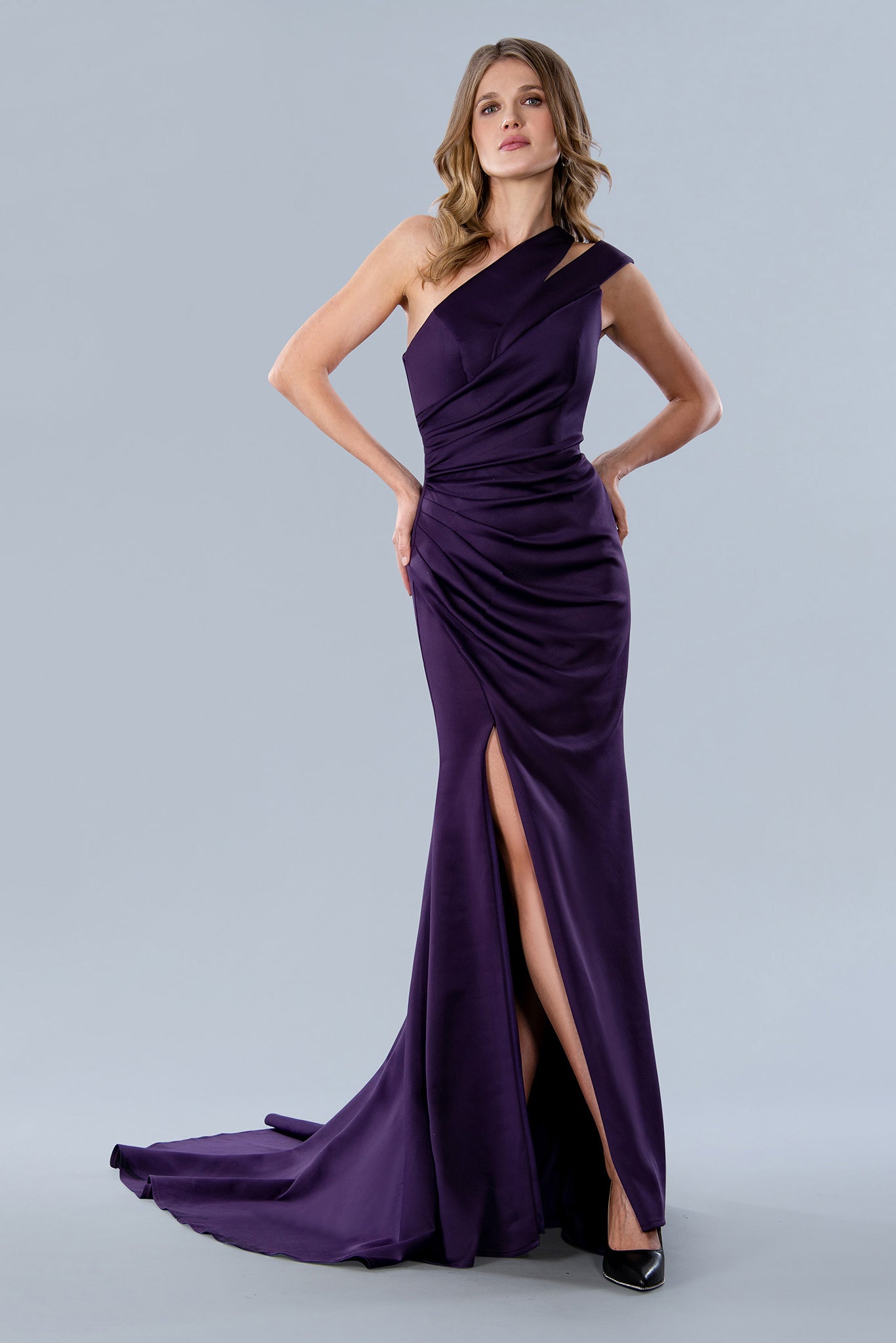 Navy Stella Couture 23358 Long Formal Pleat Prom Dress For 36999 The Dress Outlet