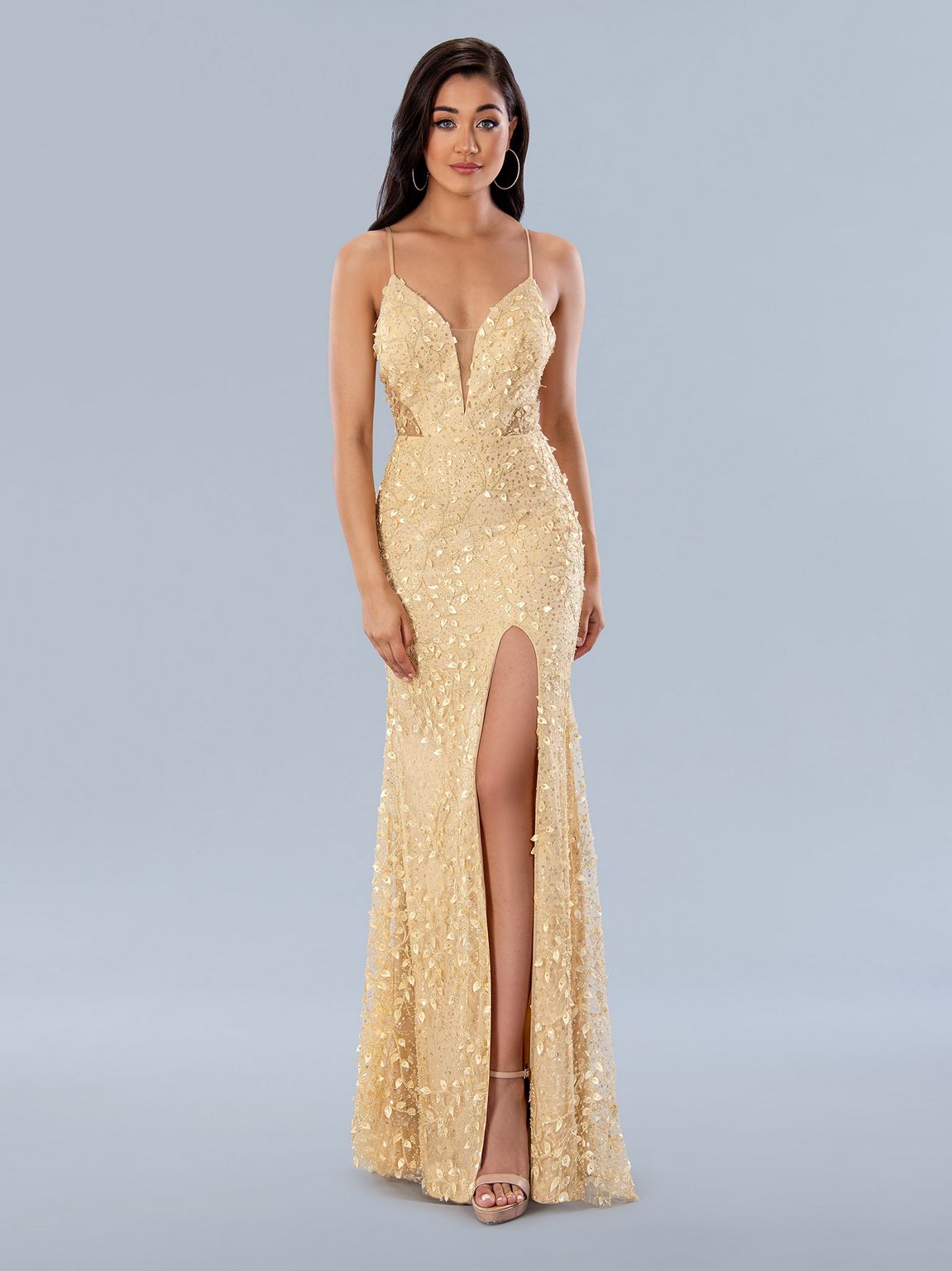 Yellow Stella Couture 24185 Long Formal Beaded Prom Applique Dress for ...