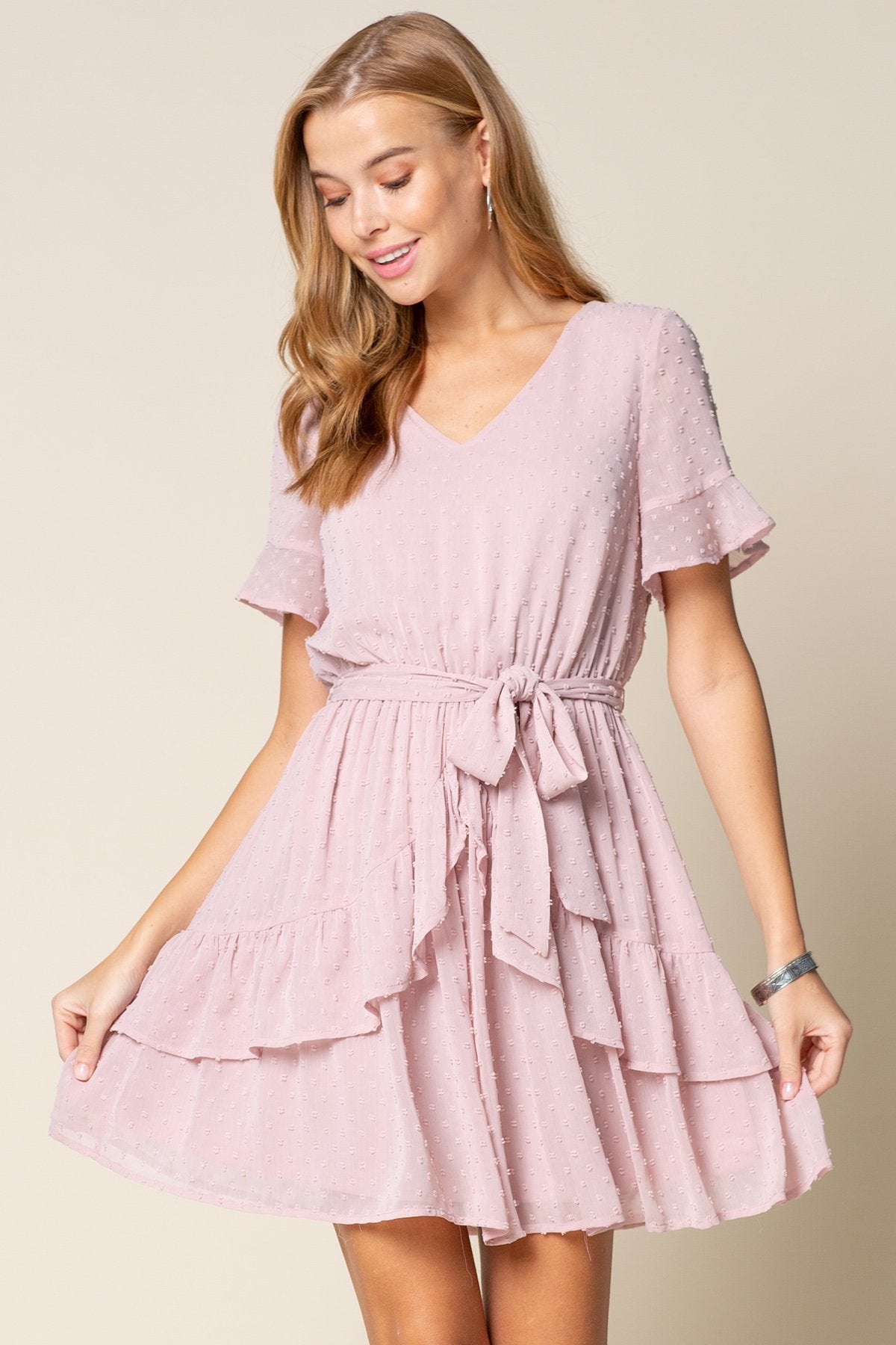 Rose Short Ruffle Layered Dress for $39.99 – The Dress Outlet