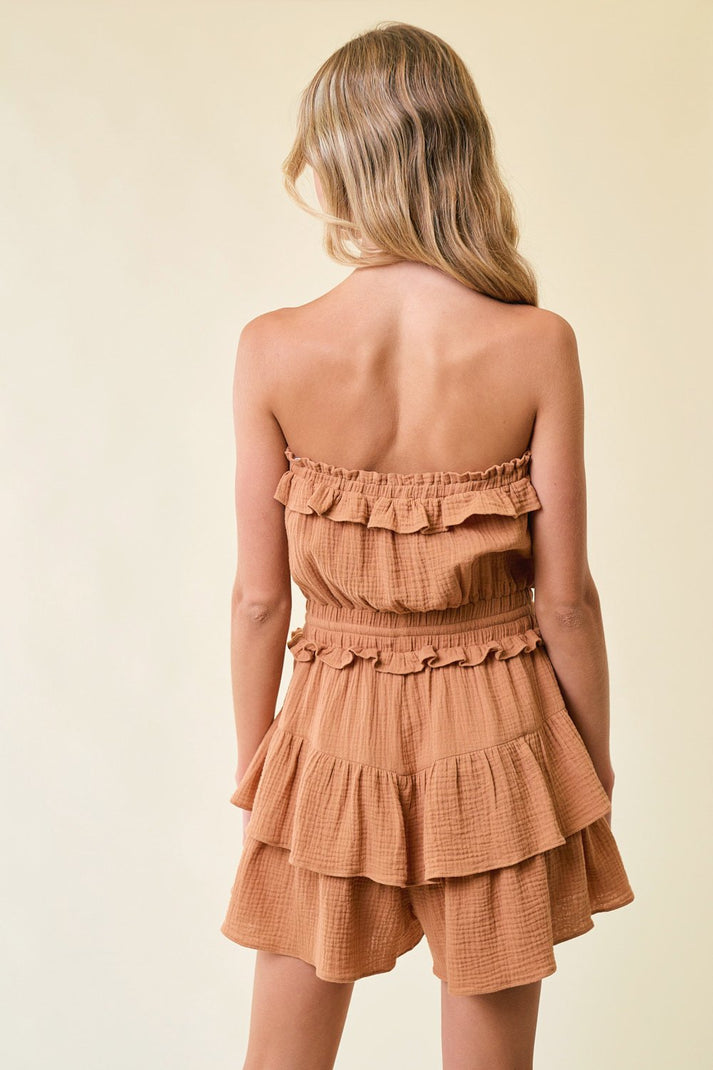 Green Apple Short Strapless Tiered Ruffle Romper for $39.99 – The Dress ...