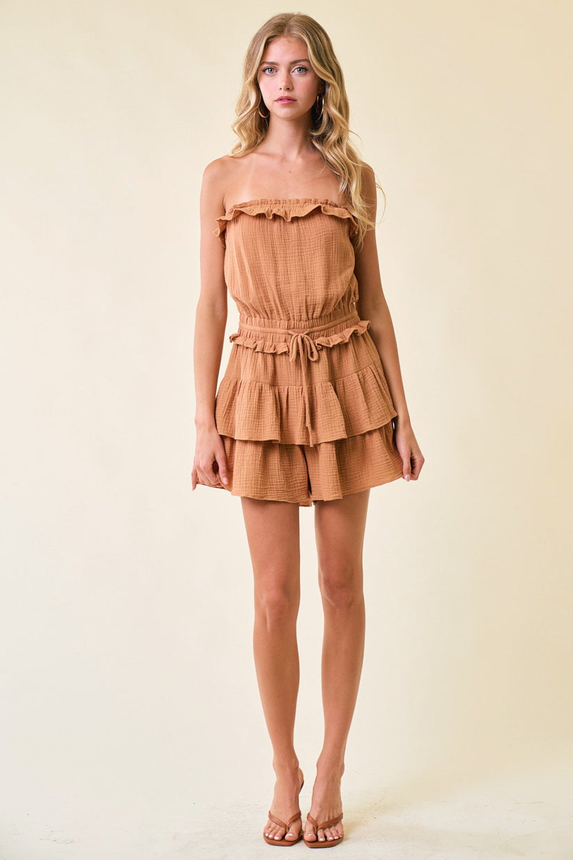 Green Apple Short Strapless Tiered Ruffle Romper for $39.99 – The Dress ...