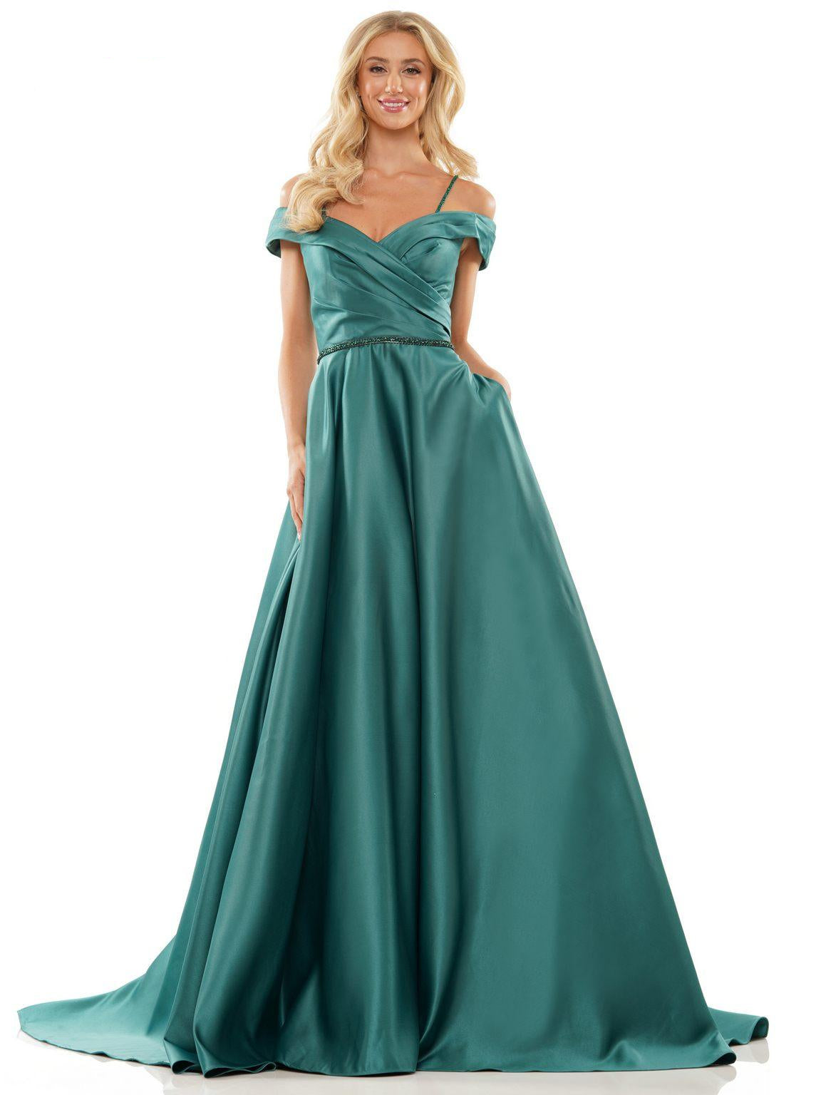 Deep Green Colors 2938 Prom Long Off Shoulder Ball Gown for $393.99 ...