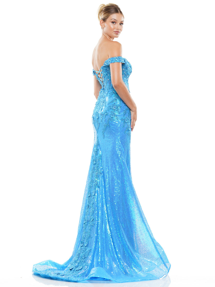 Turquoise Colors 3108 Long Off shoulder Fitted Prom Formal Dress for ...