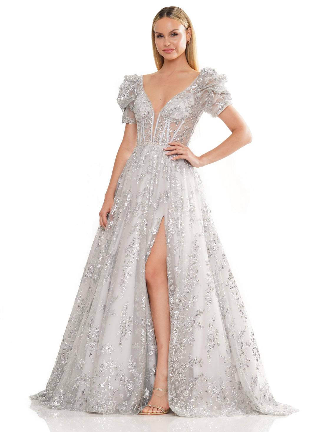 Silver Colors 3243 Prom Long Formal Glitter Ball Gown for $499.99 – The ...