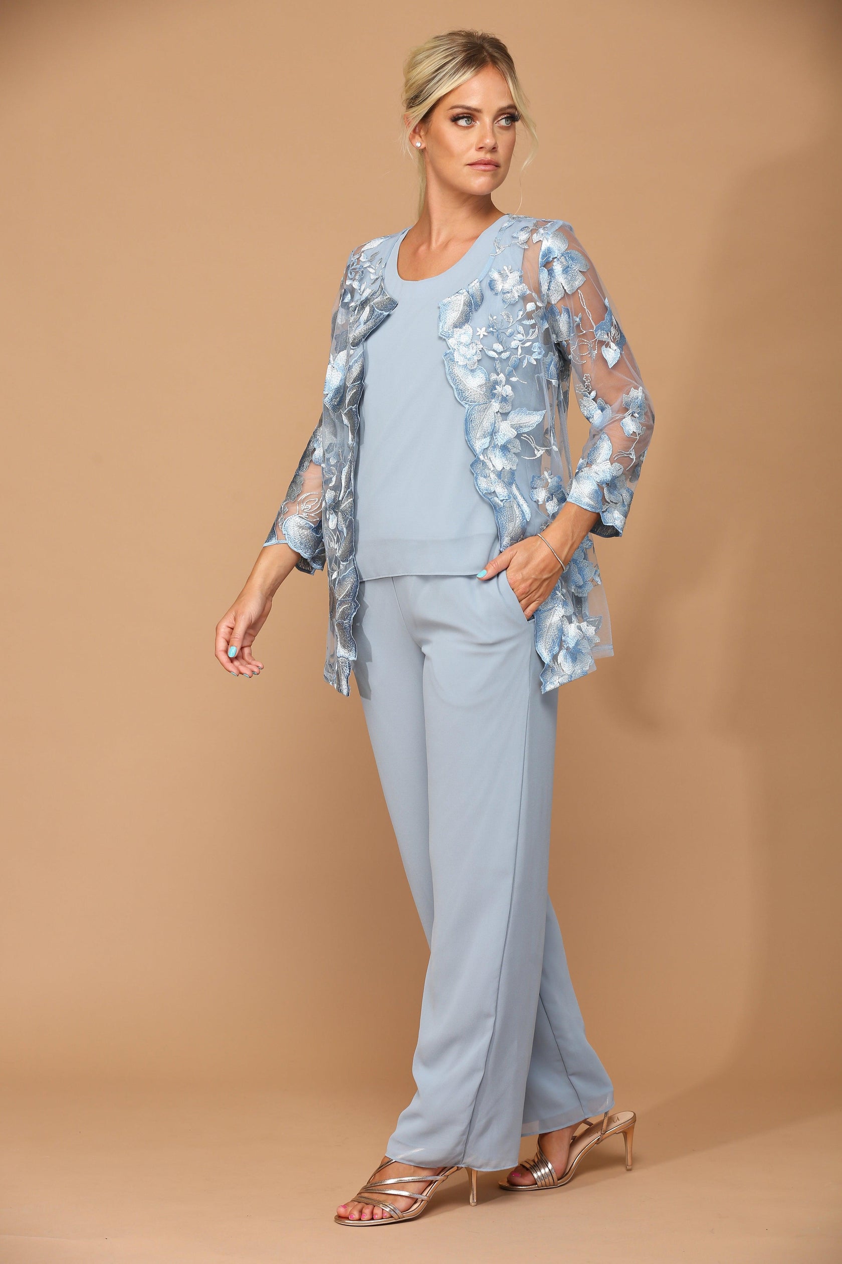 Dusty Blue Long Formal Mother of the Bride Pant Set for $153.99 – The ...