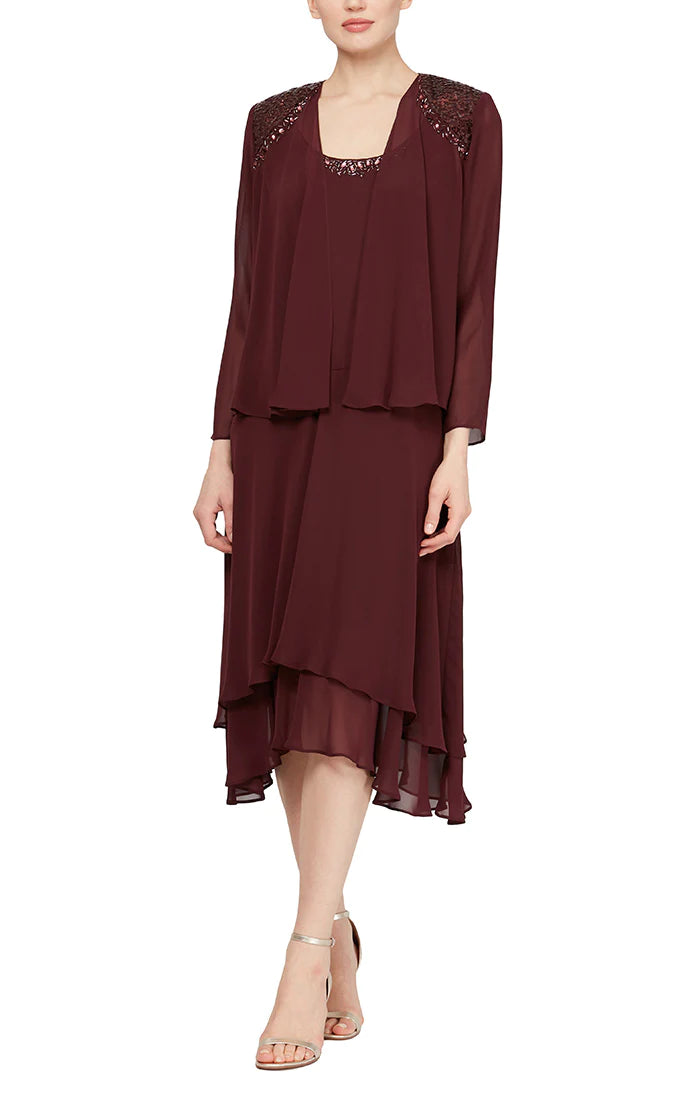 Black SL Fashions 416184 Jacket Dress with Beaded Short Dress for $149. ...