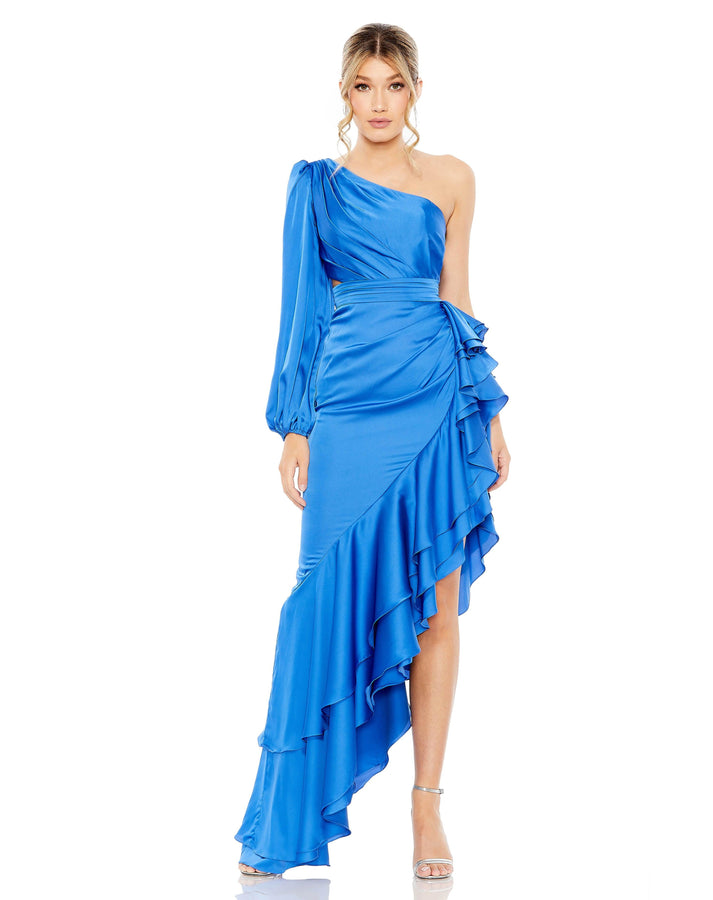 Orange Mac Duggal 49531 High Low One Shoulder Prom Dress For 199 0