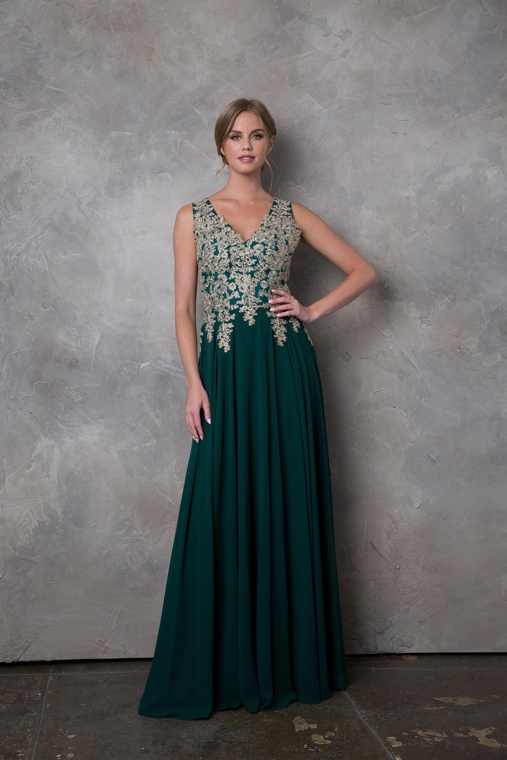 Hunter Green Long Mother of the Bride Chiffon Formal Dress for $179.99 ...