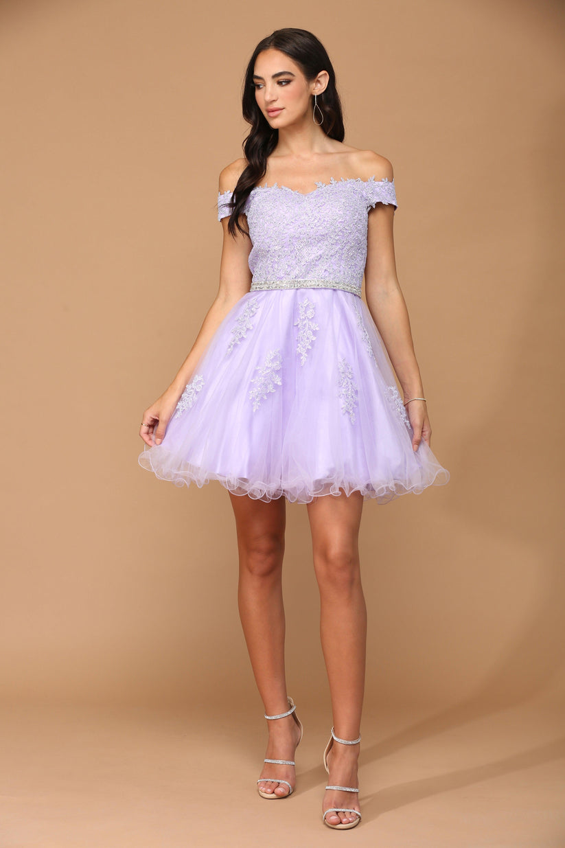 Lilac Prom Short Off Shoulder Lace Cocktail Party Dress For 16399 7431