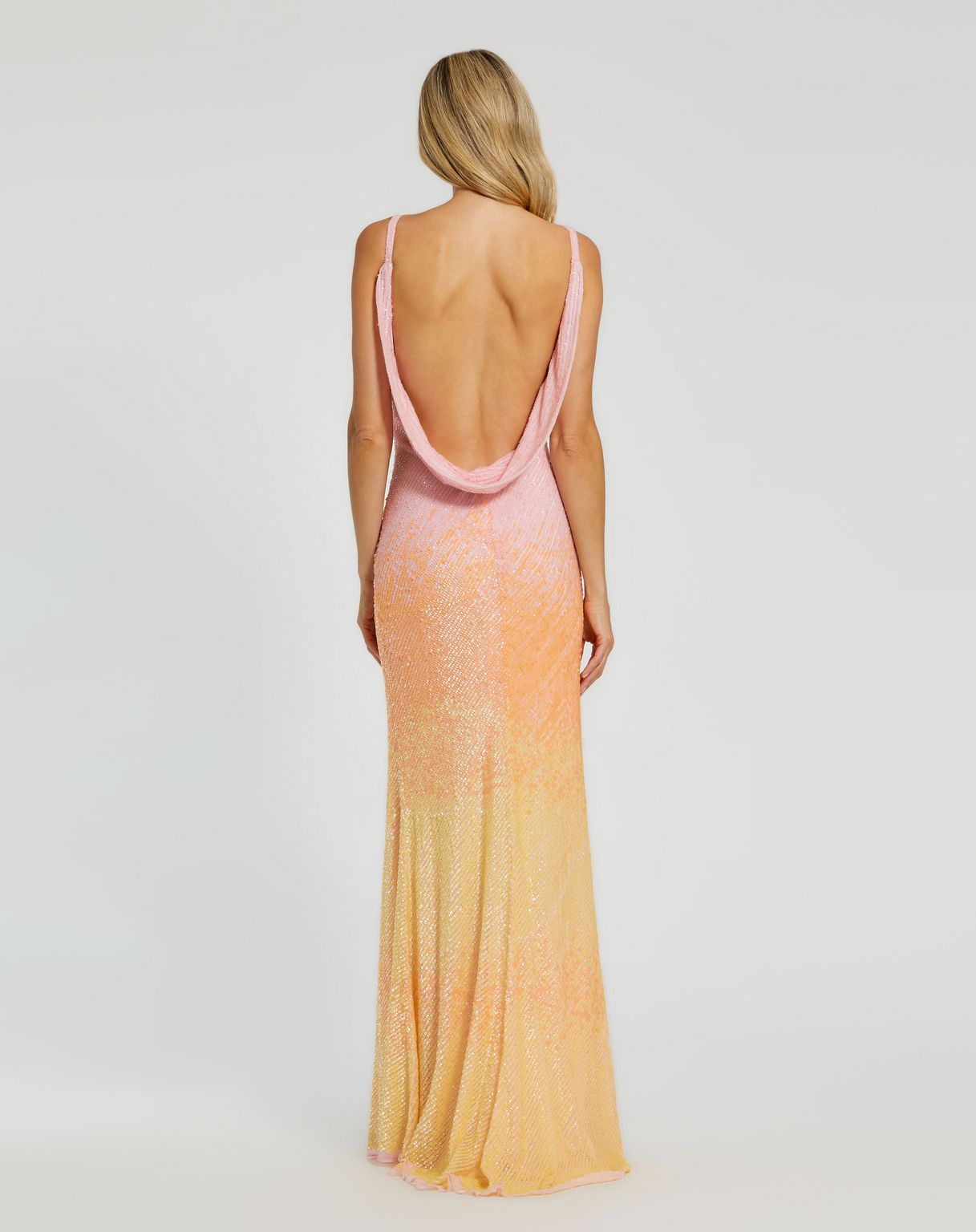 Sunset Mac Duggal 5763 Long Ombre Sequin Trumpet Prom Formal Dress for ...