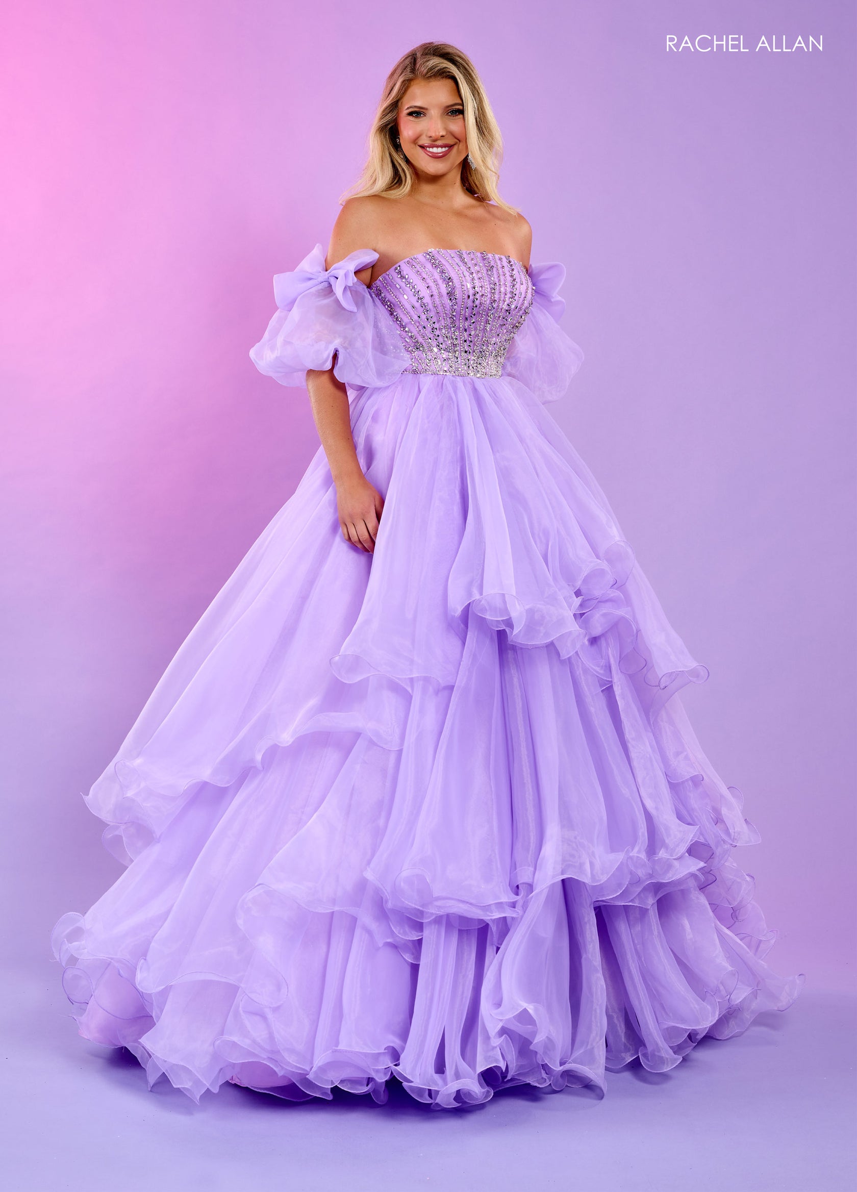 Aqua Rachel Allan 70570 Long Formal Layered Prom Dress for $898.0 – The ...