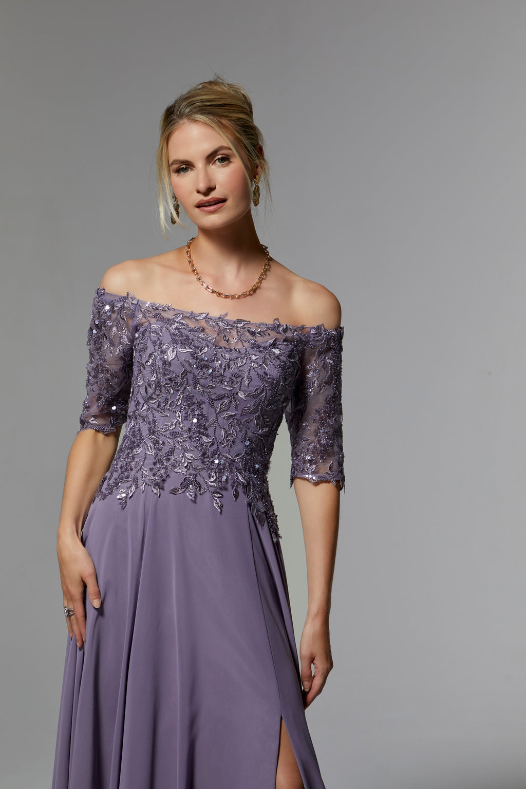 Lavender MGNY Madeline Gardner New York 72907 Long Beaded Formal ...