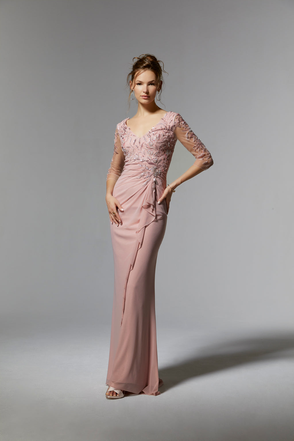 Blush MGNY Madeline Gardner New York 72909 Long Mother of the Bride ...