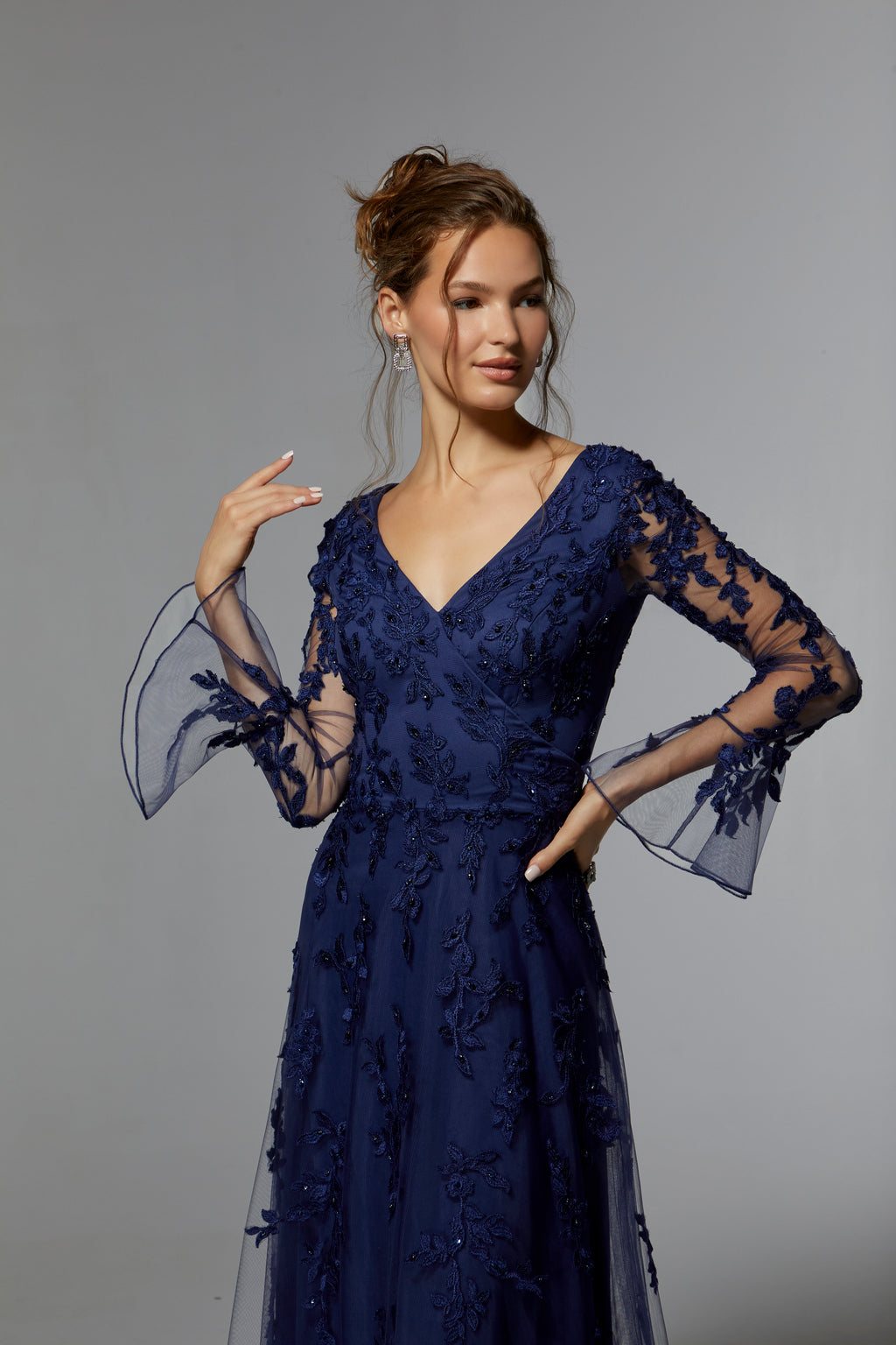 Desert Rose MGNY Madeline Gardner New York 72929 Long Sleeve Beaded Formal Gown for $659.0 – The ...