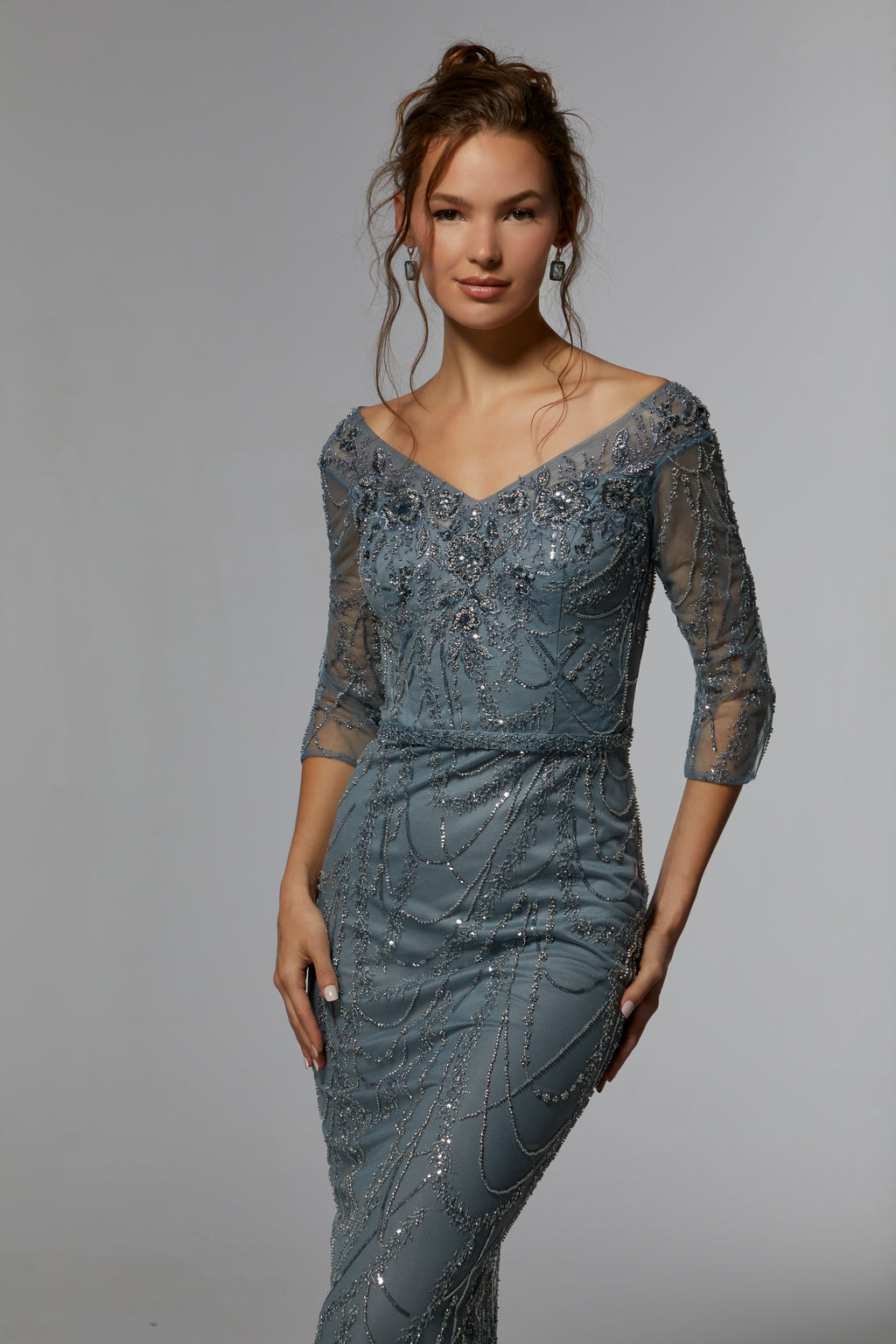 Slate MGNY Madeline Gardner New York 72933 Long Mother of the Bride ...