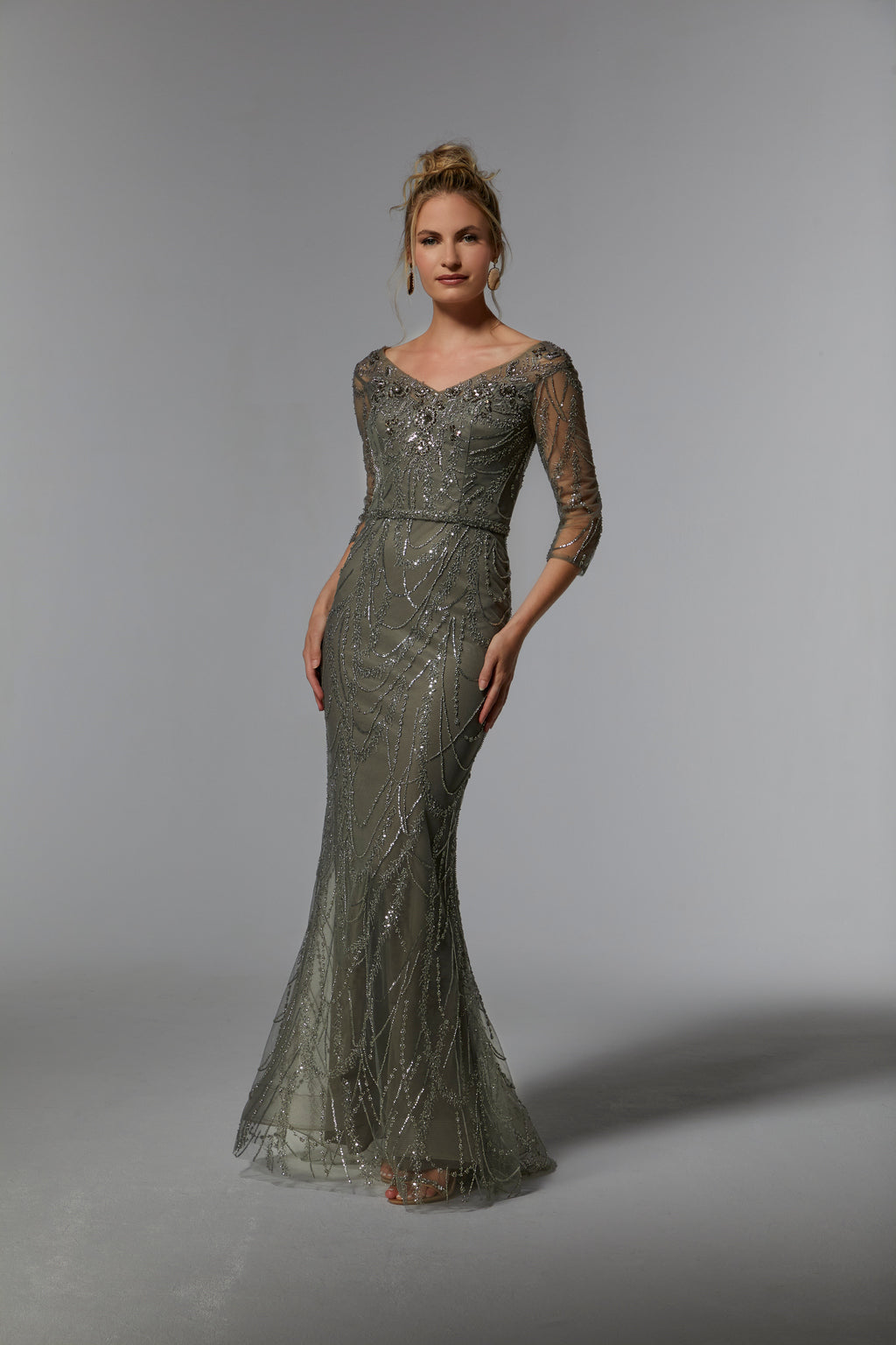 Slate MGNY Madeline Gardner New York 72933 Long Mother of the Bride ...