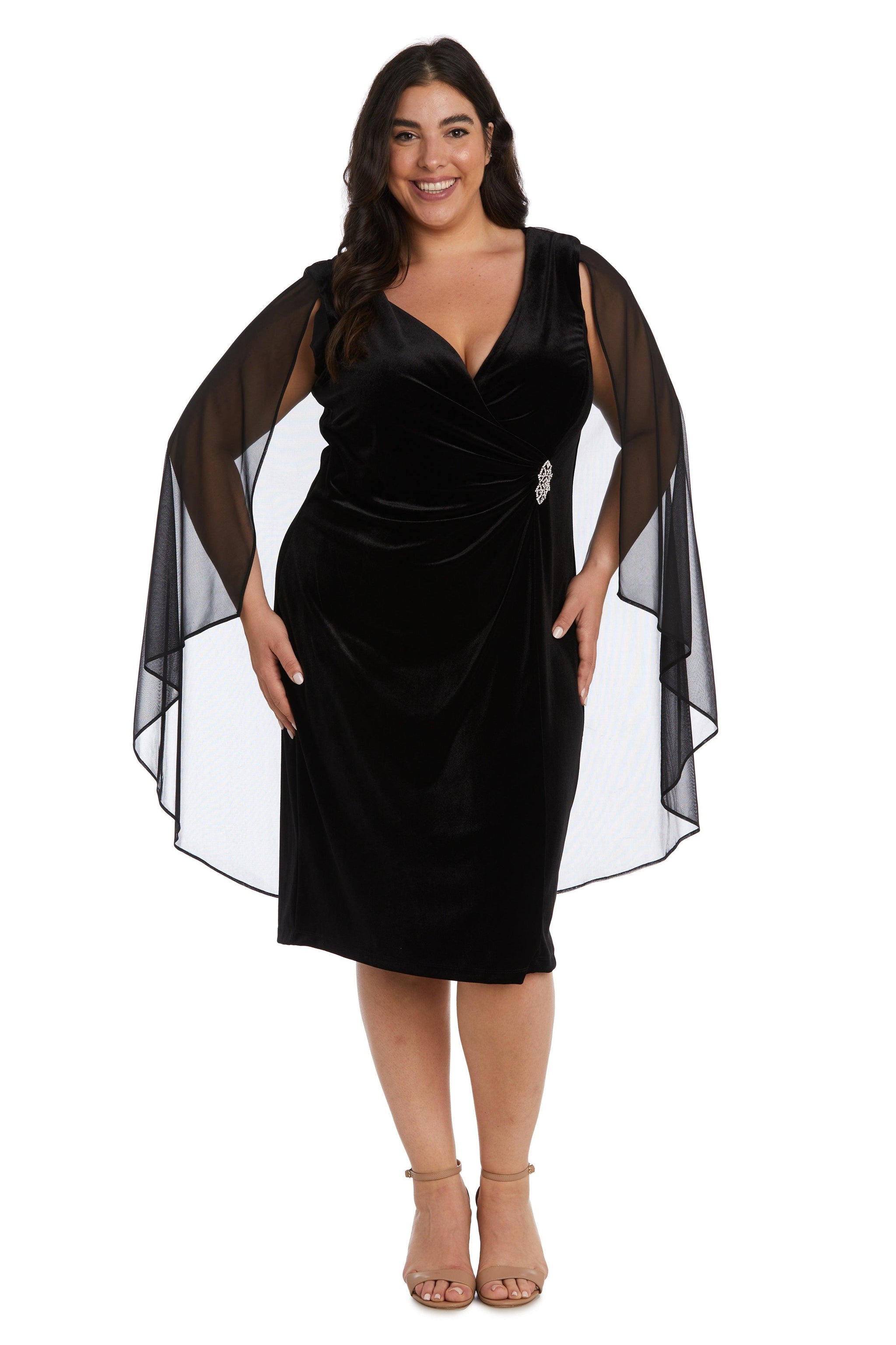 Wine R&M Richards 9216W Short Plus Size Cape Dress for $75.99 – The ...