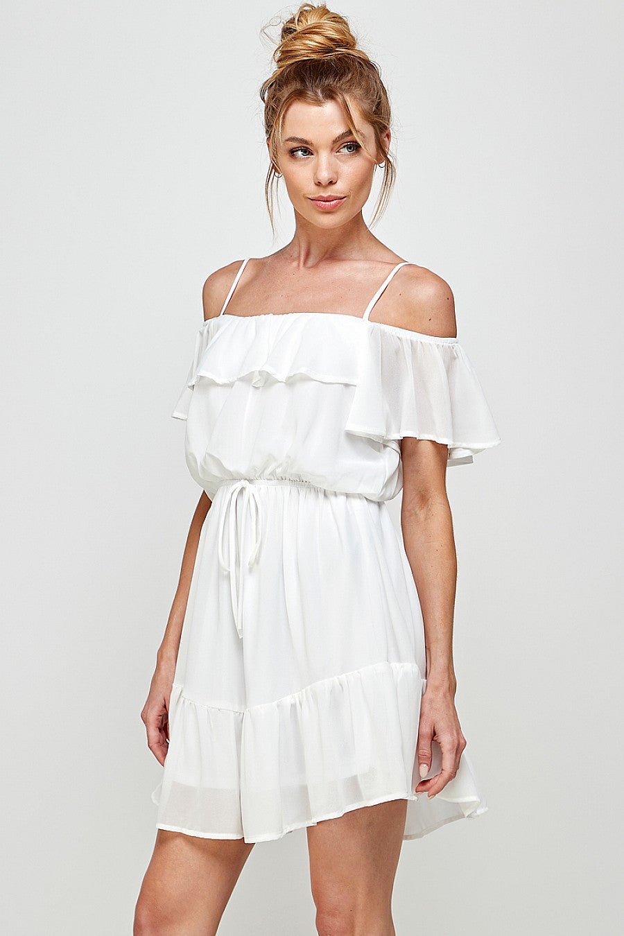 Black Short Off Shoulder Ruffled Dress for $39.99 – The Dress Outlet