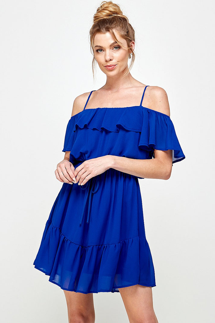 Black Short Off Shoulder Ruffled Dress for $39.99 – The Dress Outlet